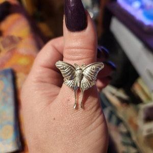 Luna Moth Ring, Moth Ring, Sterling Silver Ring, Silver Moth Ring, Luna ...