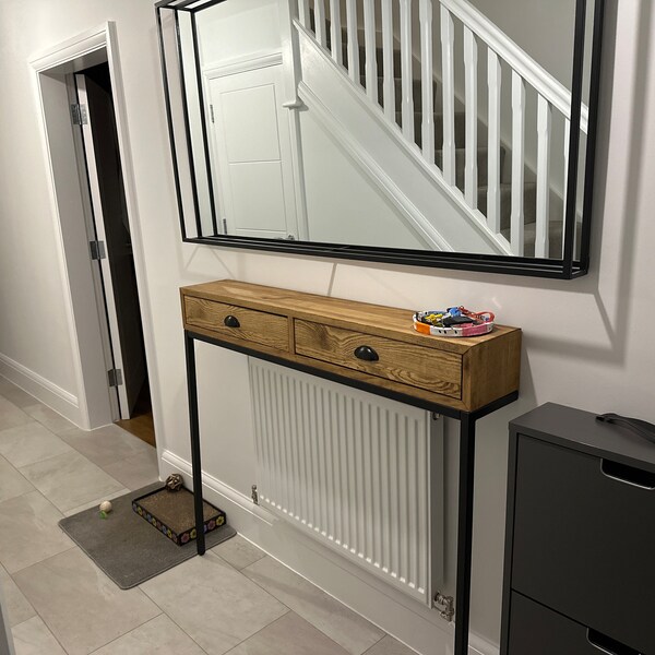 Slim Console Table With Drawers - Radiator Shelf Depth 20cm - Modern ...