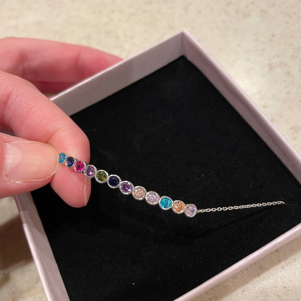 Sterling Silver Multi-birthstone Bracelet • Multi-stone Family ...