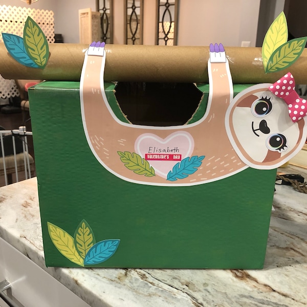 Sloth Printable Box Kit | DIY Valentine Box Decor Kit for Valentine's ...