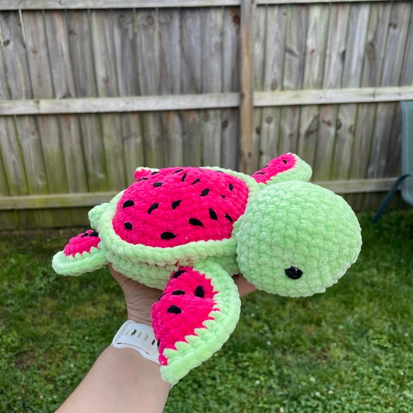 Crochet Watermelon Turtle Pattern: Medium Plushie Amigurumi (PDF ...