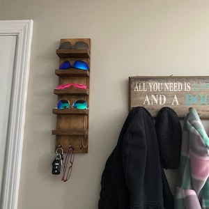 Floating Sunglasses Shelf With Key Hooks Entryway Organization Key ...