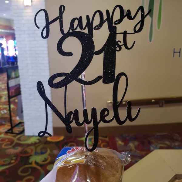 Happy 21st Cake Topper. 21st Cake Topper. Twenty One Cake Topper ...
