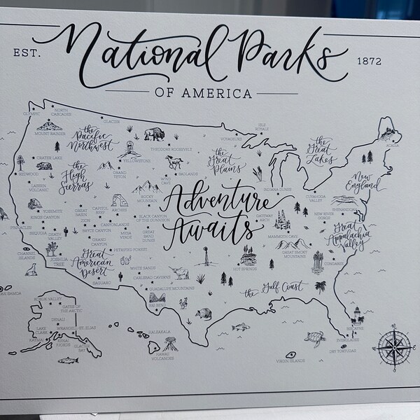 Texas Illustrated Map, Texas Wall Art Print, Nursery Decor, Wall Art ...