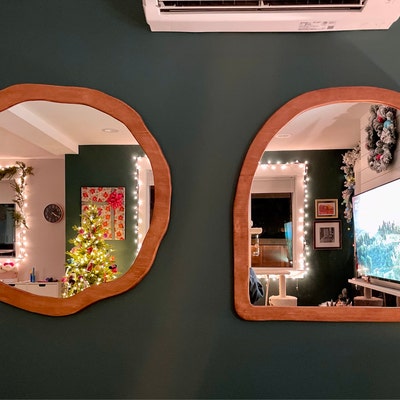 Wavy Concrete Mirror, Artistic Irregular Rock Mirror, Organic Home ...