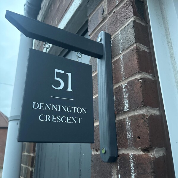 Customisable Hanging House Sign, House Number Sign, New Home Gift ...