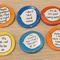 Autism Kit Set of 6 Pin Badge Buttons - Etsy