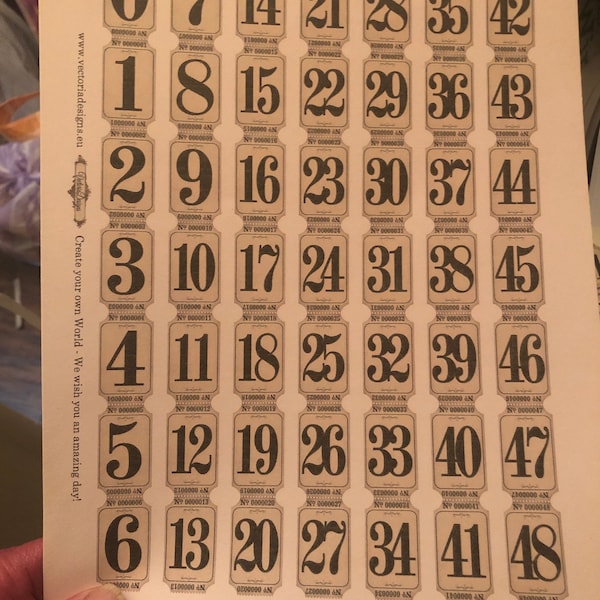 Vintage Tickets Strips, Vintage Numbers, Tickets Imprimbles, Ephemera ...