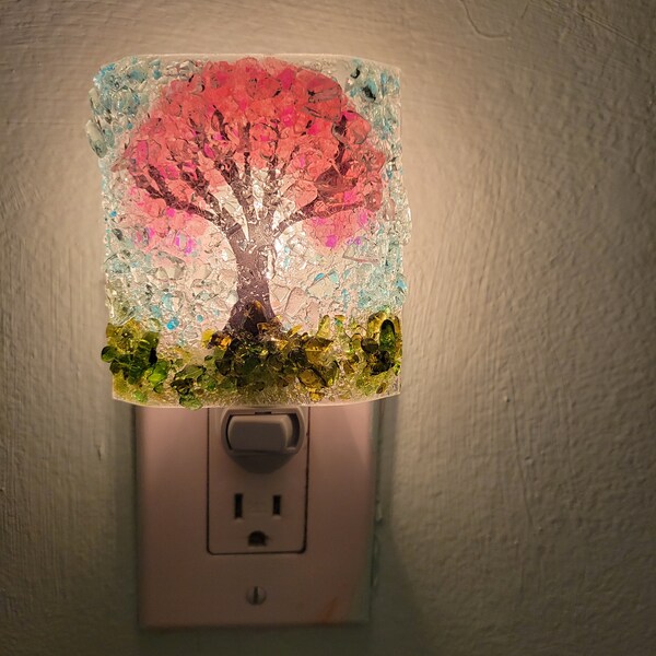 Recycled Glass Cherry Blossom Tree Night Light Nightlight - Etsy
