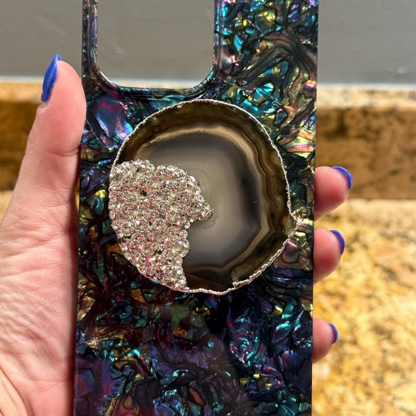 Custom Smokey Quartz Crystal, Amethyst & Pearl Phone Case, High End ...