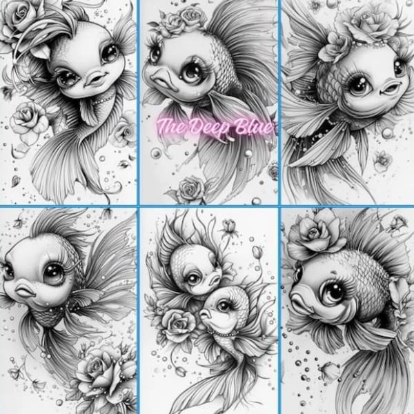 22. Grayscale Coloring PDF, Images of Super Cute Fishes in the Deep ...