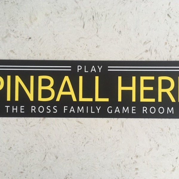 Play Pinball Here Sign, Arcade Decor, Family Name Sign, Game Room Sign ...