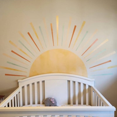 Rising Sun Wall Decal Wall Decal Abstract Wall Sticker, Scandinavian ...