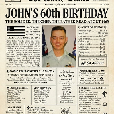 63rd Birthday Newspaper Poster Sign Personalized Birthday - Etsy