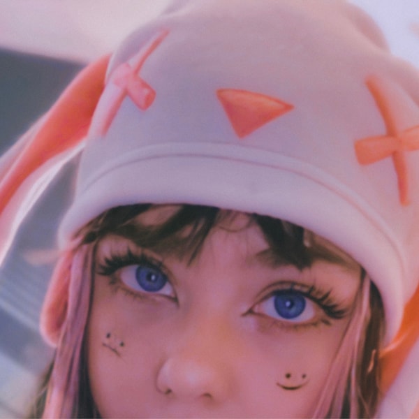 White Floppy Zombie Bunny Hat Rabbit X Dead Tongue Ears Beanie - Etsy