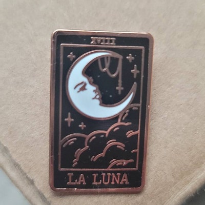 SECONDS SALE La Luna Enamel Pin, Tarot Card Enamel Pin, the Moon Pin ...