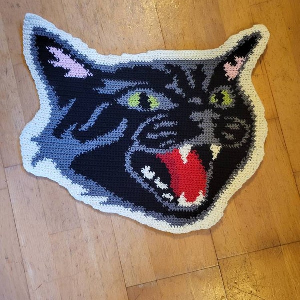 Goodnight Kitty Crochet Tapestry Pattern / Wall Hanging / Wall Art ...