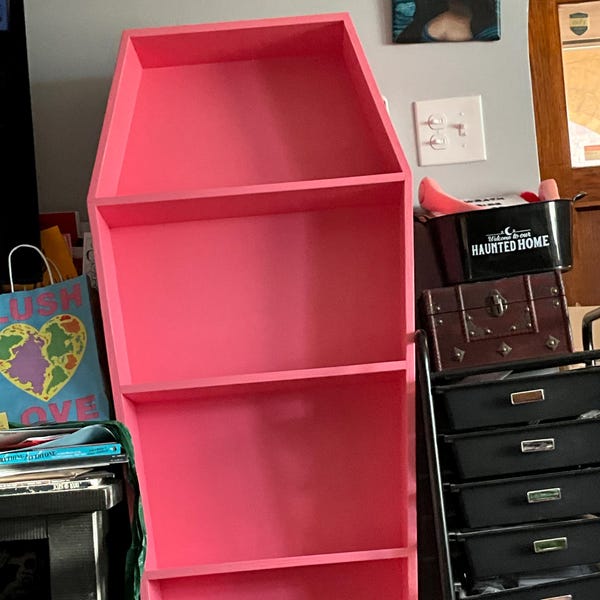 52 Inch Coffin Bookshelf, Goth, Spooky, Home Decor, Bookcase, Mystic ...