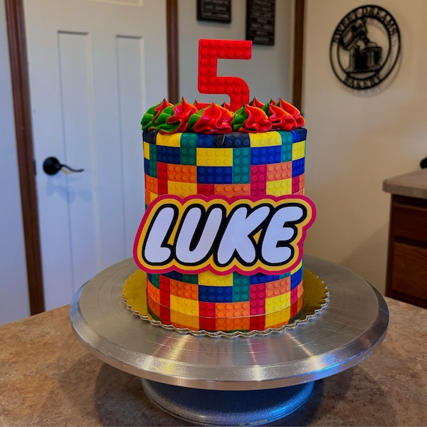 Colorful Building Bricks Edible Cake Wrap or Blocks Happy Birthday Cake ...
