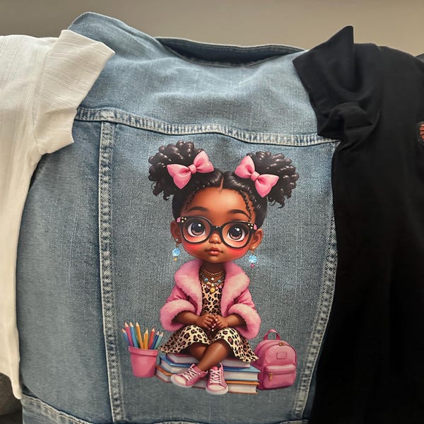 Back to School Black Girl Clipart, Little Black Girl With Books PNG ...