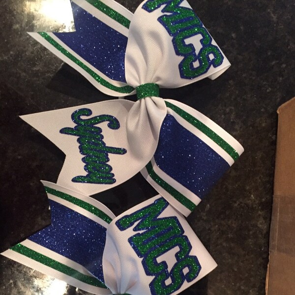 The ULTIMATE Custom Glitter Monogrammed Cheer Bow - Etsy