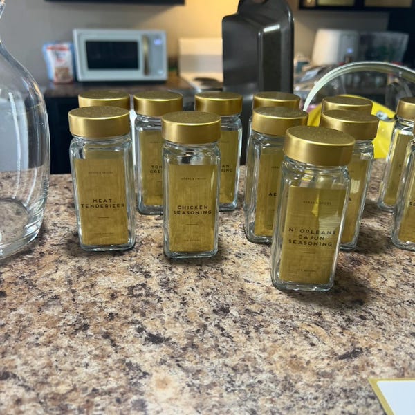 Gold Metallic Herbs and Spice Labels: Custom Waterproof Vinyl - Etsy