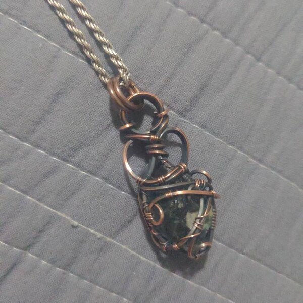 Black Tourmaline Necklace Wire Wrap Pendant Copper Jewelry Tyet Style ...
