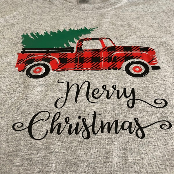 Buffalo Plaid Christmas Truck Svg Dxf Png, Red Vintage Truck Buffalo ...