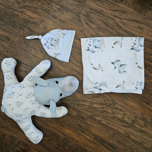 Baby Girl Solid Purple Swaddle Blanket Set, Boy Plain Mauve Beanie ...