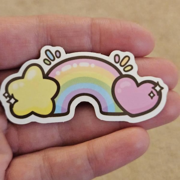 Star Rainbow Heart Sticker-cute Kawaii Rainbow Sticker-cute Aesthetic ...