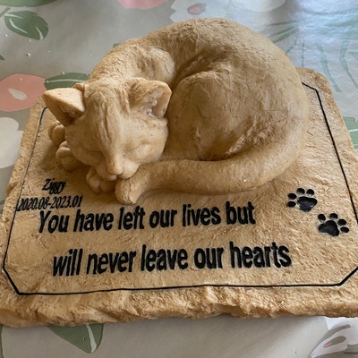 Cat Memorial Stones Grave Markers With Sleeping Cat Statue - Etsy