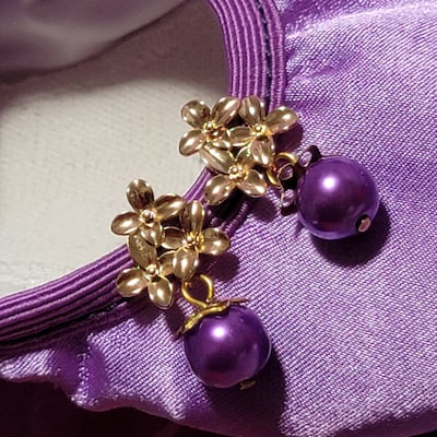 Isabela Madrigal Encanto Gold Flower Stud Earrings With Purple Pearl ...