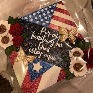 Custom Mexico Graduation Cap Topper Lo Logre Flag Floral Bling | Etsy