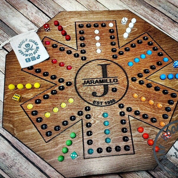 Wooden Carbles Board Game With Dice and Marbles, Free Personalization ...