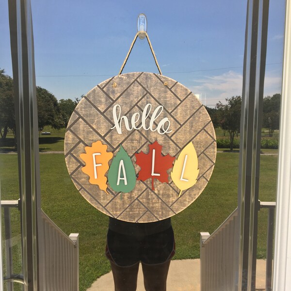 Hello Fall Leaves Sign, Digital Download, SVG Laser Cut File, Cricut ...