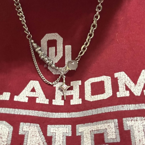 Silver Moonstone Gothic Style Y2k Chain Necklace, Green Gem Stone ...