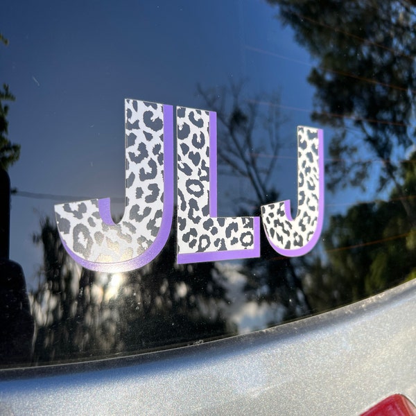 Leopard Print Monogram, Monogram Car Decal, Monogram for Phone, Laptop ...