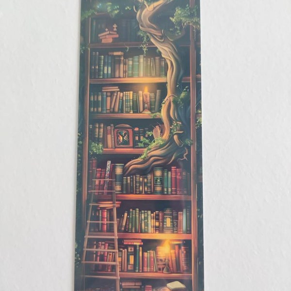 Cute Fantasy Bookmark - Whimsical Magic Library Bookmark - Dark ...