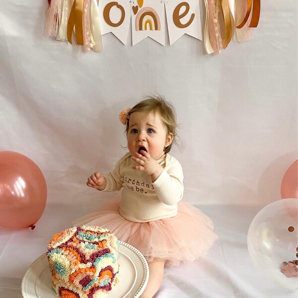 Rainbow Birthday Banner Boho Party Decor First Party High Chair Bunting ...