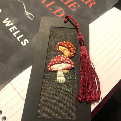 Personalized Embroidered Bookmark Mushroom Embroidery - Etsy