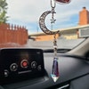 Crescent Moon and Star Crystal Suncatcher, Rearview Mirror Car Charm ...