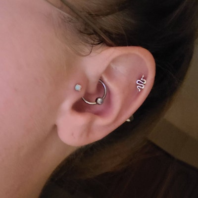 Tiny Silver Snake on a Customized Jewelry Post. Perfect for Helix ...