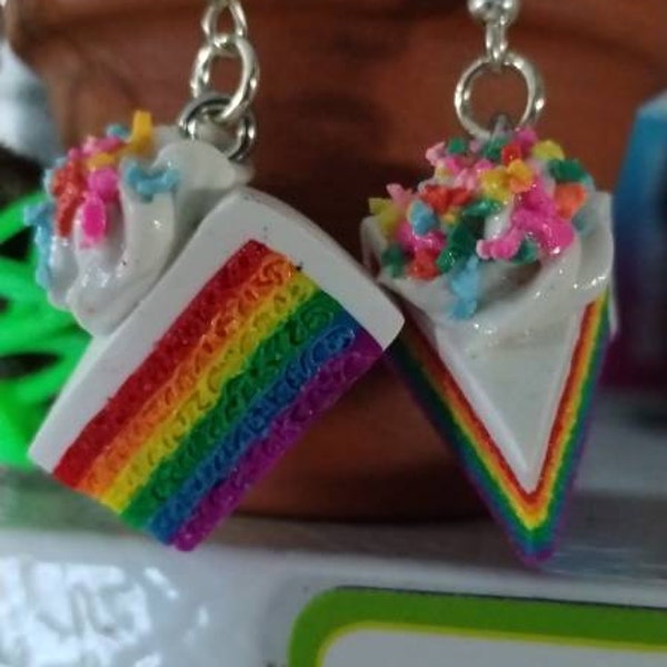 Kawaii LGBT+ Pansexual Pride Flag Cake Earrings W/frosting and ...