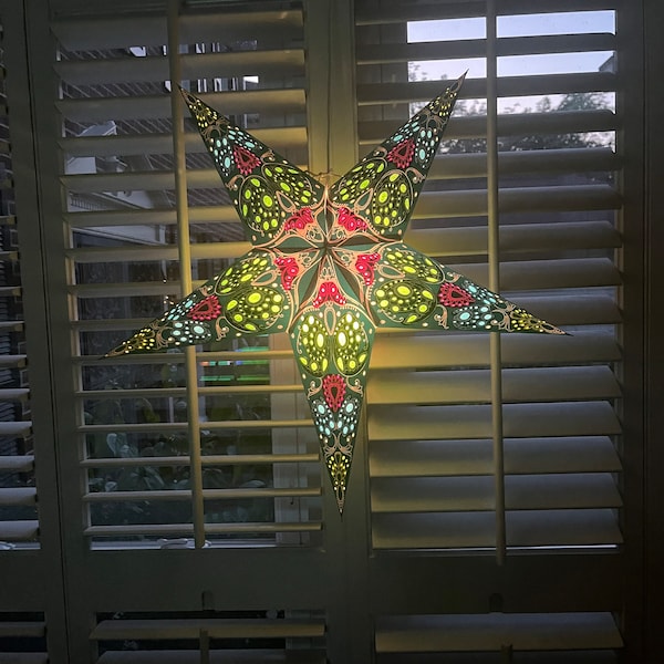 Prosecco Star Lantern | White Paper Christmas Star | Hanging Star ...
