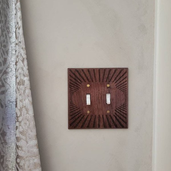 Customizable Walnut Light Switch Plate Cover for Wall Art Natural Wood ...