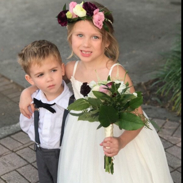 Charcoal Gray Suspenders & Black Bow Tie for Groom, Groomsmen, Ring ...