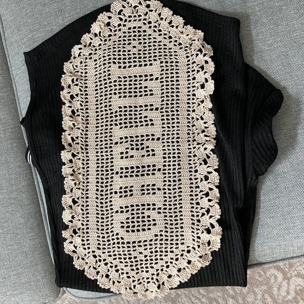Custom Filet Crochet Name Doily - Etsy