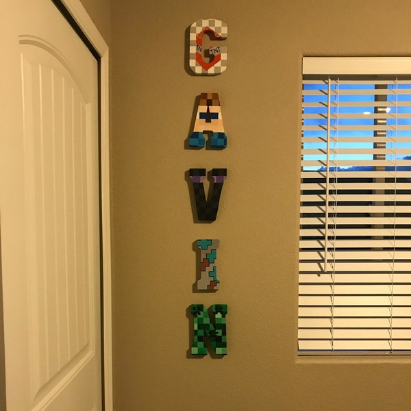 Minecraft Wooden Letters/hand Painted Letters/boys Room Decor/steve ...