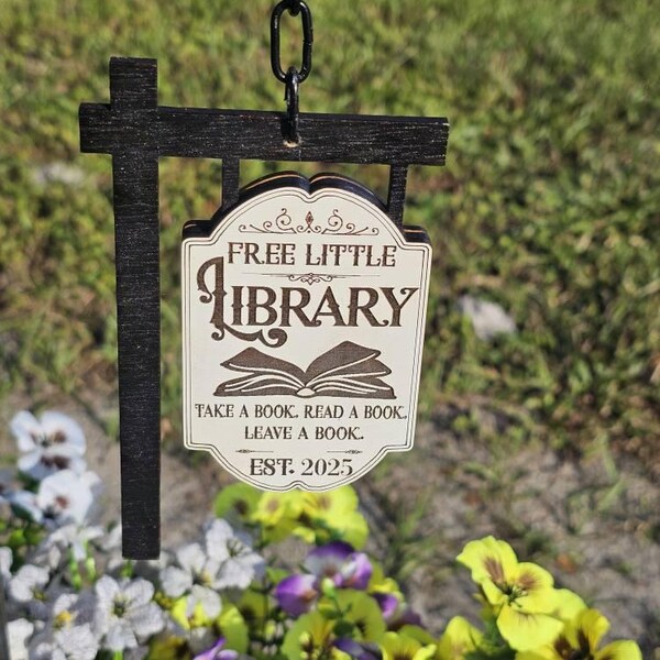Personalized Library Sign, Mini Wooden Signpost With Ladder Library ...