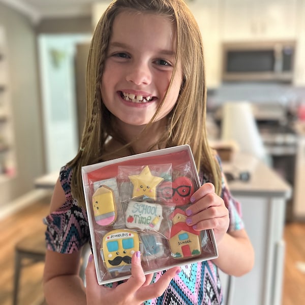 Back to School "mini" Decorated Cookies, Cookie Gift Box, Party Favors ...